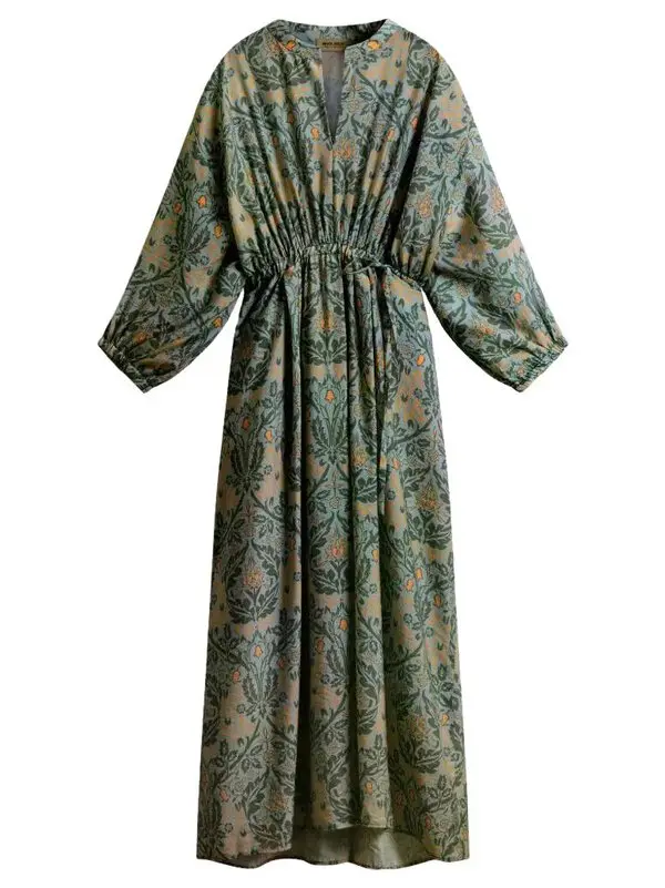 Woolrich Elasticated Floral Print Midi Dress - Green