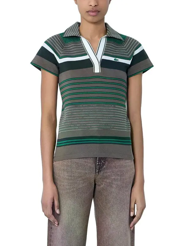 Lacoste Striped Polo Shirt - Brown