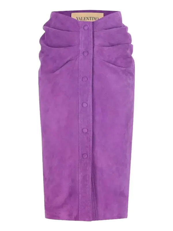 Valentino Garavani Midi Suede Skirt - Purple