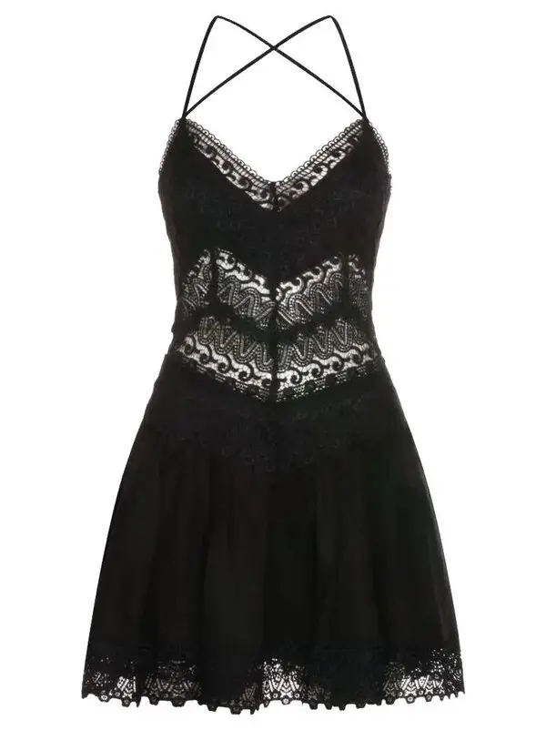 Charo Ruiz Ibiza Aveline Lace Strap Mini Dress - Black