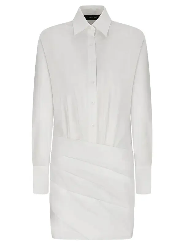 Federica Tosi Draped Poplin Shirt Midi Dress - White