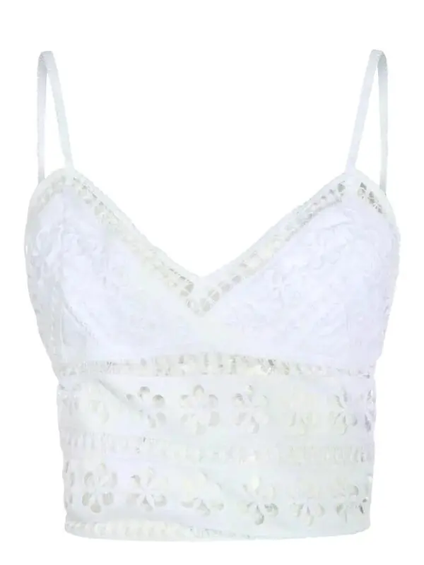 Charo Ruiz Ibiza Melie Floral-embroidered V-neck Top - White