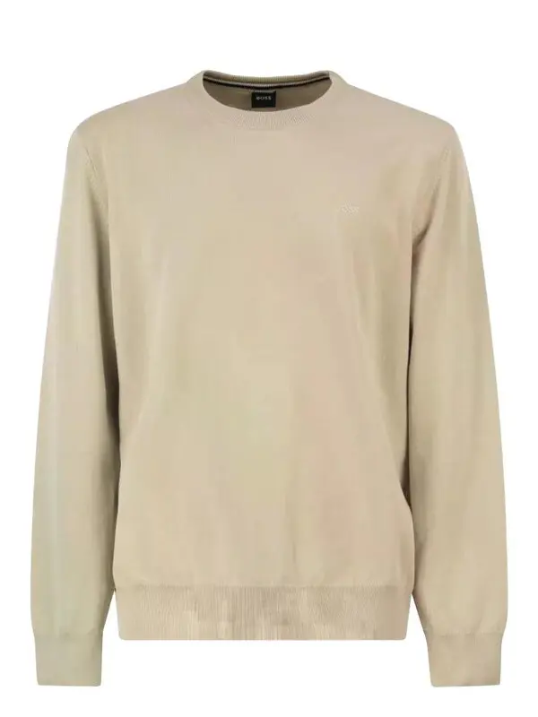 BOSS Embroidered-logo Crew Neck Sweater - Neutrals