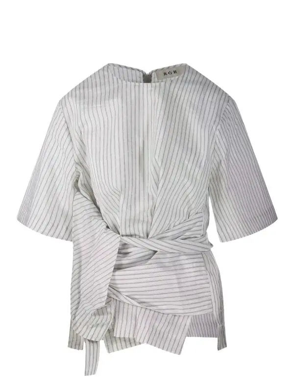 RÓHE Striped Tie Blouse - White