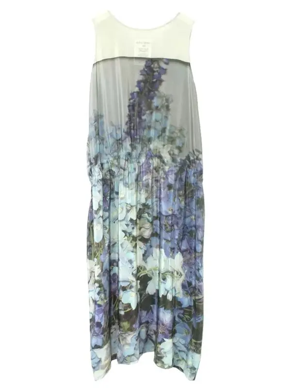 ANNTIAN Floral-print Tie-waist Midi Dress - Blue