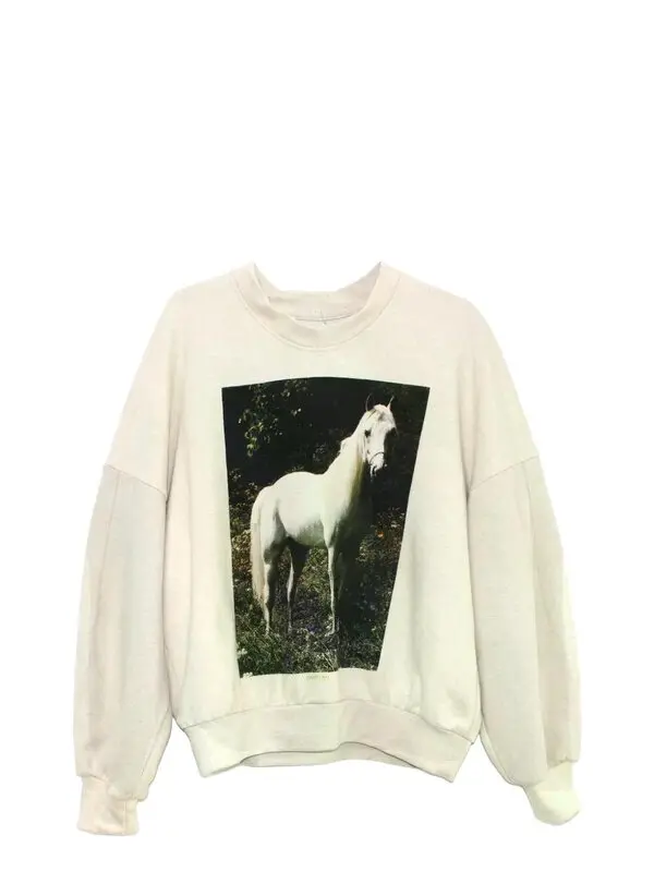 ANNTIAN Horse-print Crewneck Sweatshirt - Neutrals