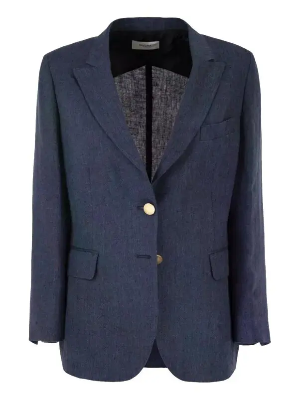 SAULINA Angelica Linen Blazer - Blue