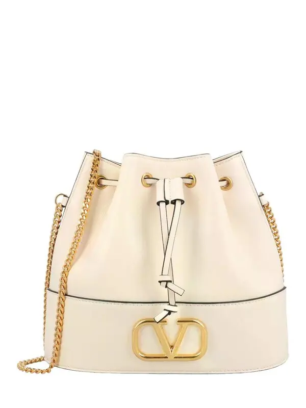 Valentino Garavani Mini Vlogo Leather Bucket Bag - Neutrals