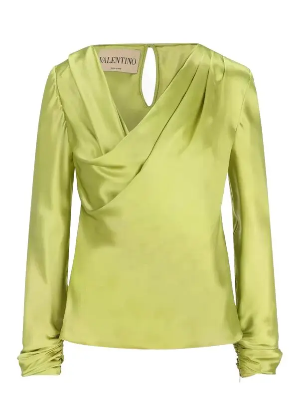 Valentino Garavani Draped Long-sleeve Top - Green