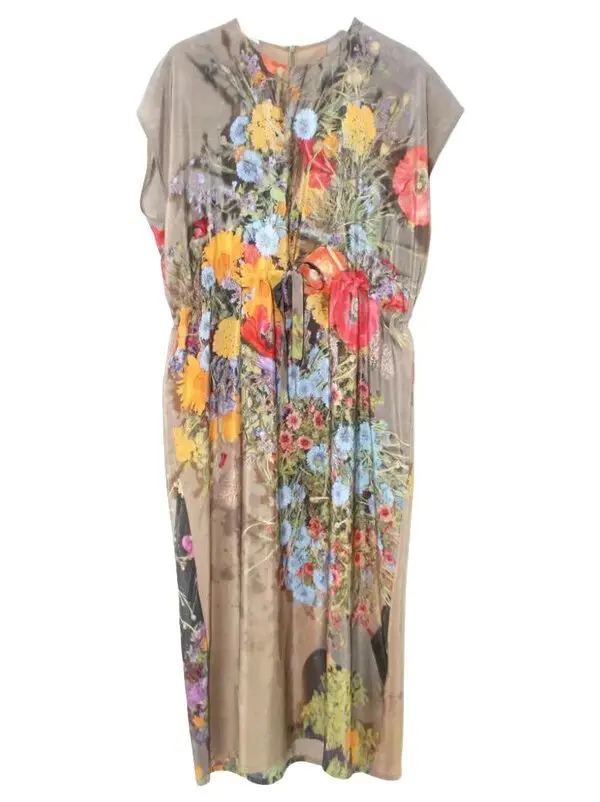 ANNTIAN Floral-print Midi Dress - Neutrals