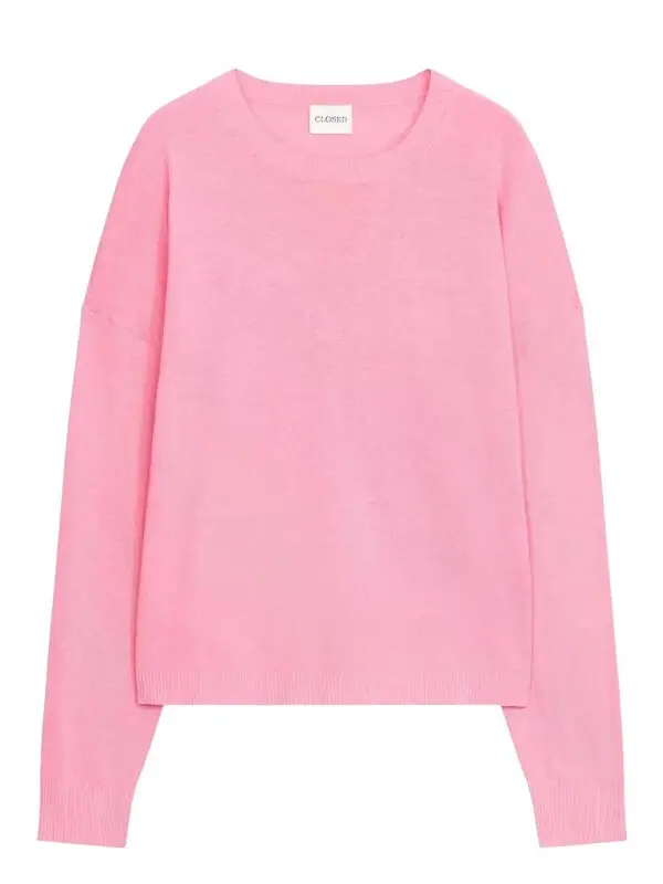 Closed Crew Neck Long-sleeve Sweater - Pink
