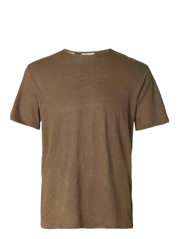SELECTED Slub-texture T-shirt - Brown