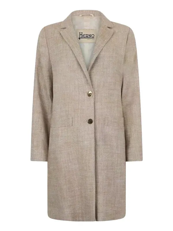 Herno Button-detailed Collared Coat - Neutrals