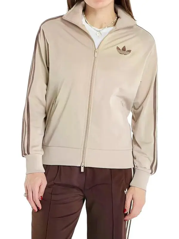 Adidas Firebird Zip-up Sweatshirt With Logo Detail - Neutrals