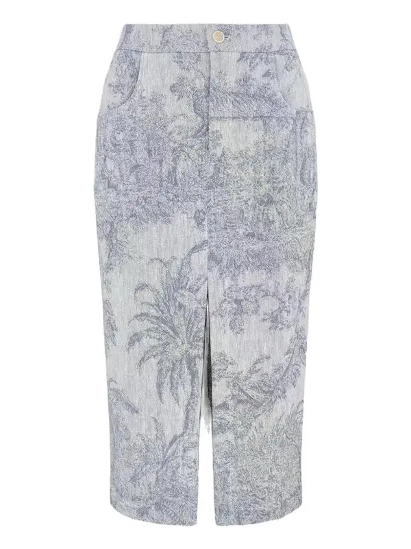 Lorena Antoniazzi Floral Print Slit Skirt - Grey