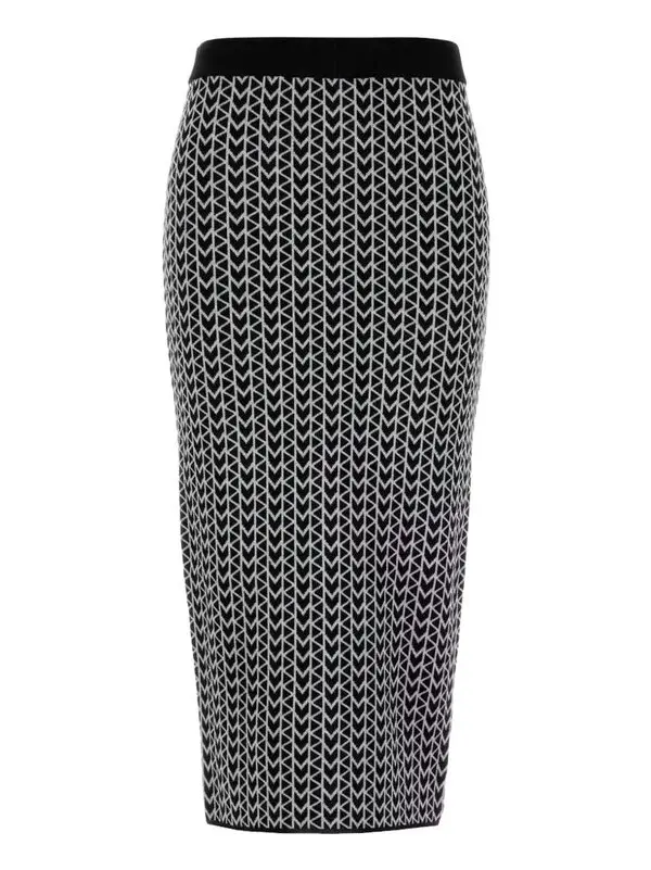 Michael Kors Monogram-pattern Midi Skirt - Black