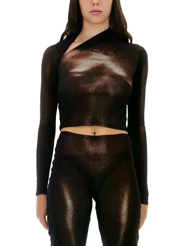 JEAN PAUL GAULTIER Dust-print Long-sleeve Top - Brown