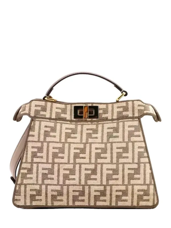 Fendi Peekaboo Iseeu Small Satchel Zucca Tapestry Bag - Brown