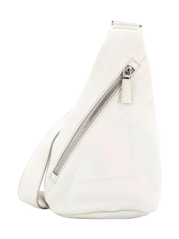 Prada Triangle Logo Sling Leather Backpack - White