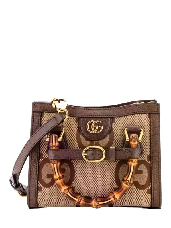 Gucci Diana Nm Bamboo Handle Jumbo Gg Canvas Mini Shoulder Bag - Brown