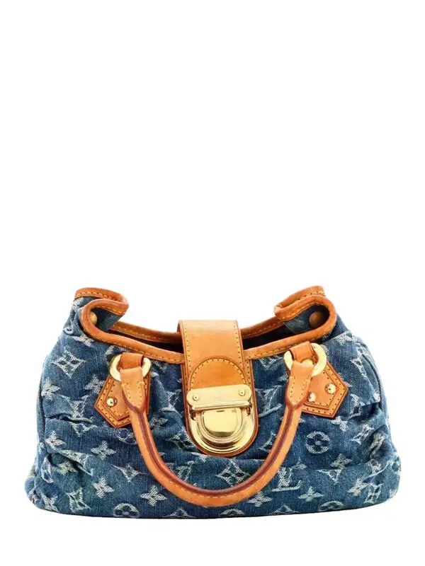 LOUIS VUITTON Pleaty Denim Satchel - Blue