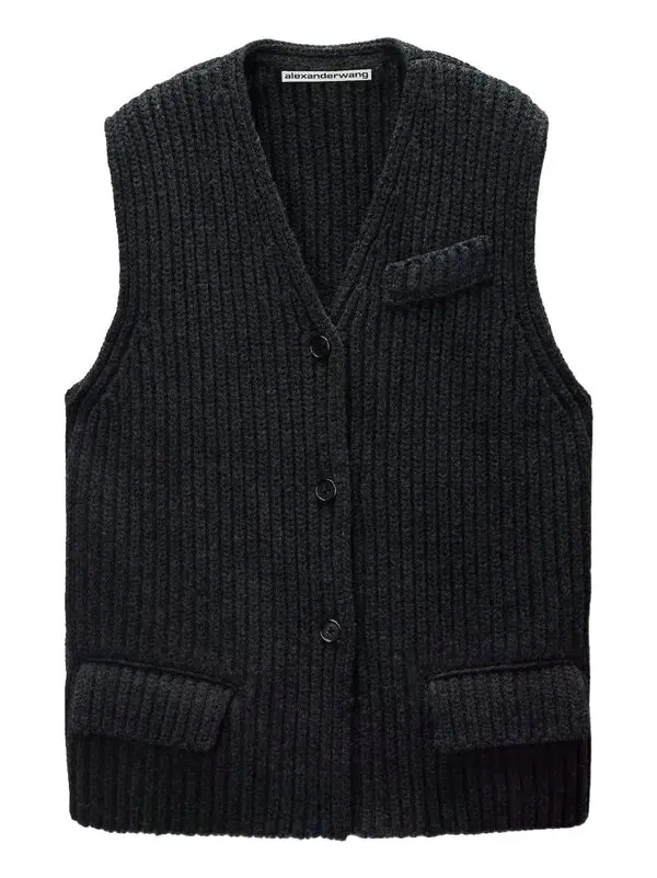 Alexander Wang Pocket V-neck Sweater Vest - Grey