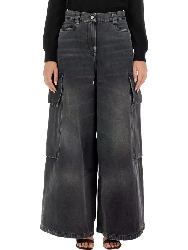 Palm Angels Wide Leg Jeans - Grey