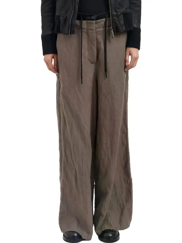 Masnada Wide-leg Wool Trousers - Grey