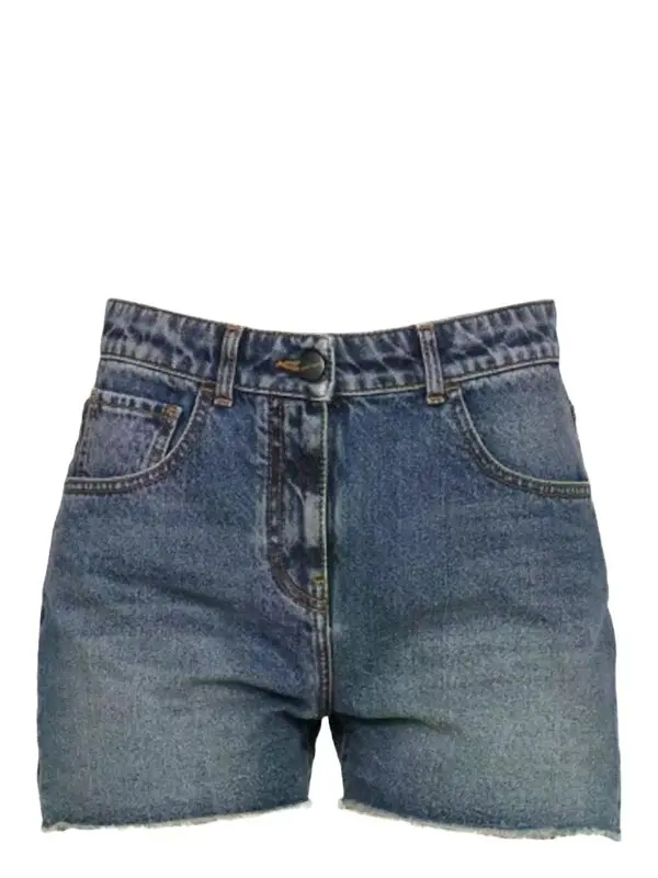 Palm Angels Palm-tree Frayed Shorts - Blue