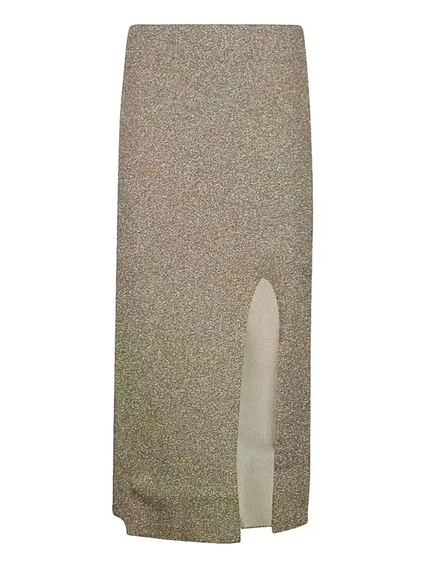 CIRCUS HOTEL Slit Midi Skirt - Neutrals