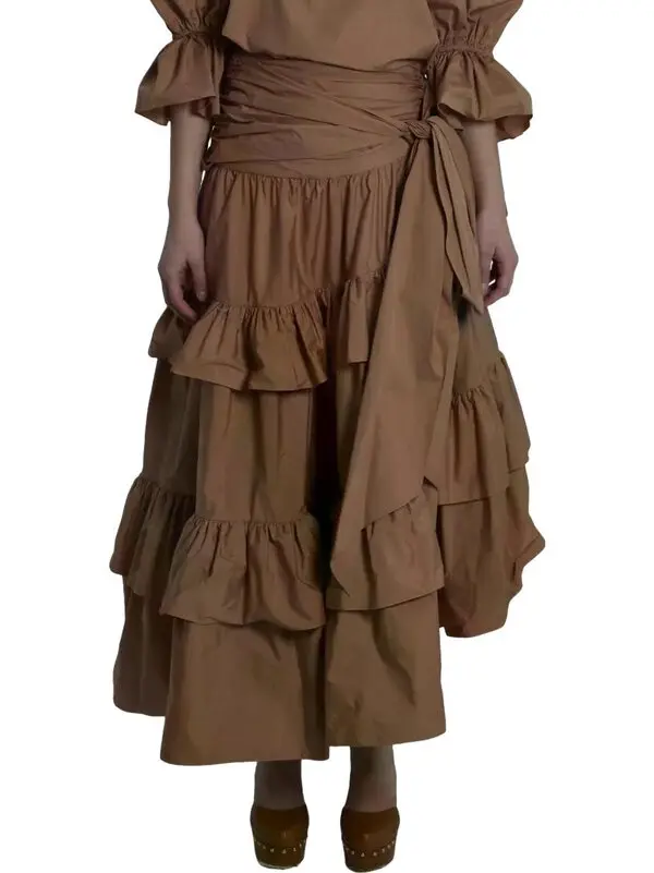 Chloé Tiered Midi Skirt - Brown