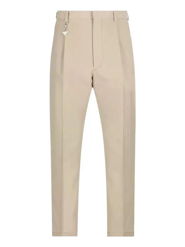 Prada Pleated Pressed-crease Trousers - Neutrals