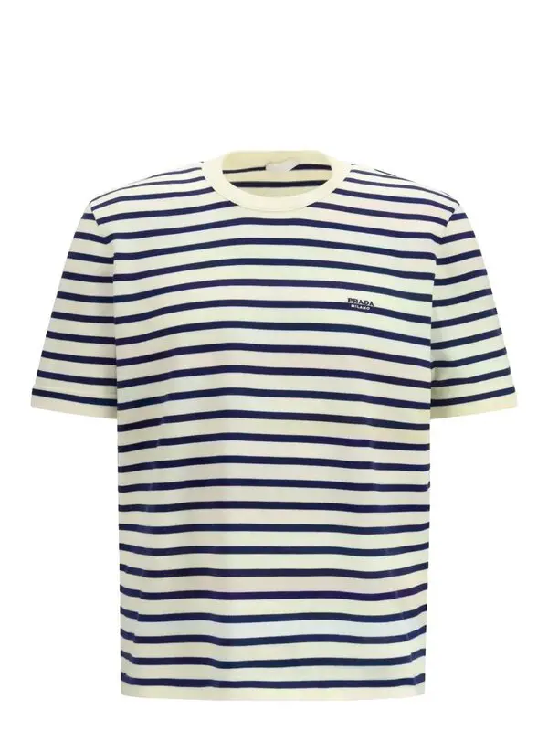 Prada Striped Knit T-shirt - Neutrals