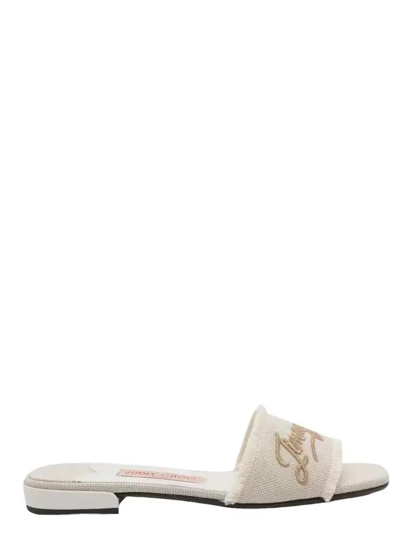JIMMY CHOO Logo-embroidered Sandals - Neutrals