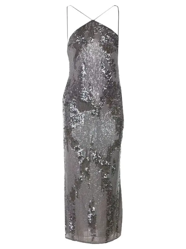 Patrizia Pepe Sequined Maxi Dress - Grey