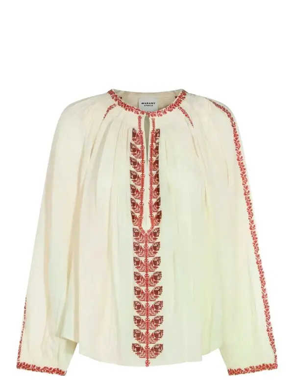 MARANT ETOILE Embroidered Pleated Tunic - Neutrals