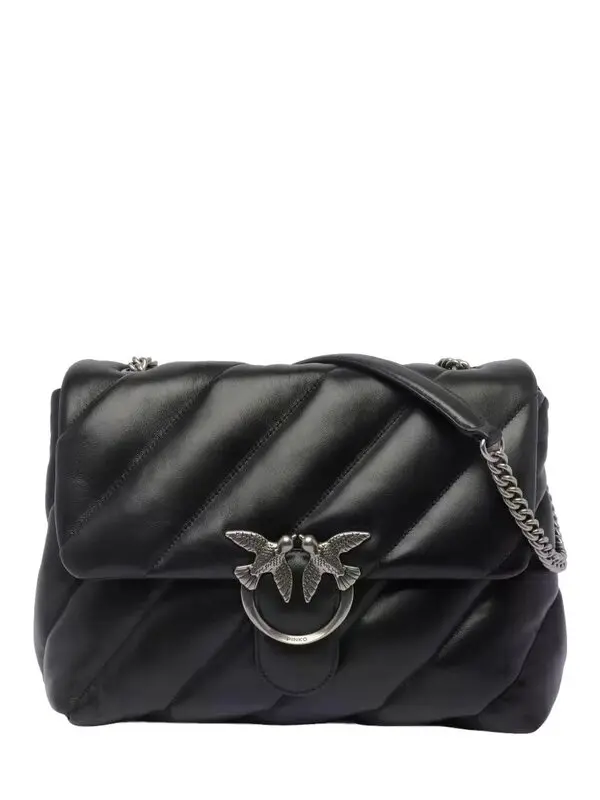 Pinko Large Love Puff Shoulder Bag With Diamond Cut Buckle - Black