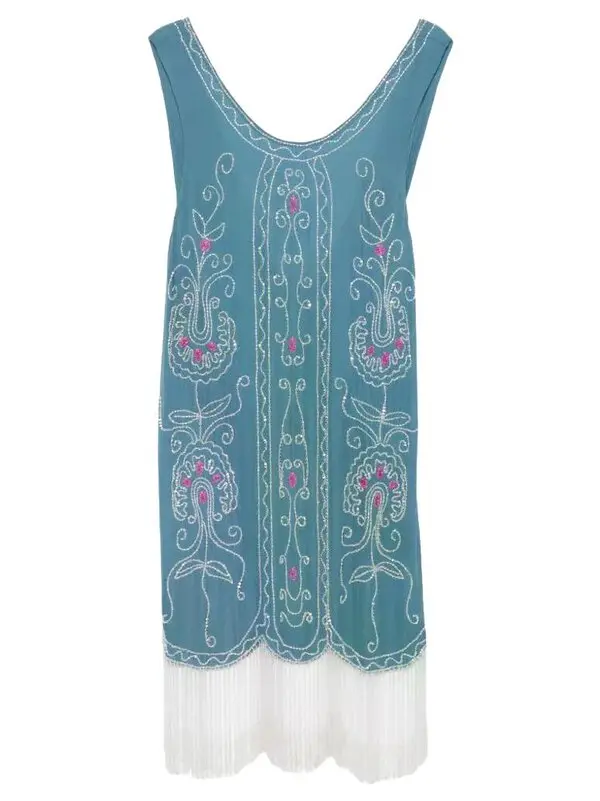 BODE Beaded-embellishment Midi Dress - Blue