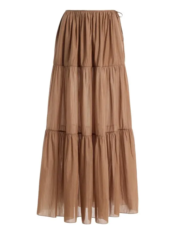 MORE NOIR June Cotton-silk Voile Skirt - Taupe