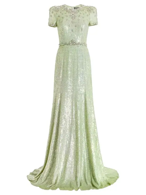 Jenny Packham Lombard Embellished Gown - Green