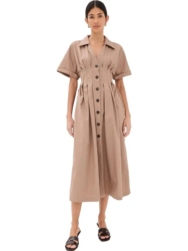 KIKA VARGAS Letitia Midi Dress - Camel