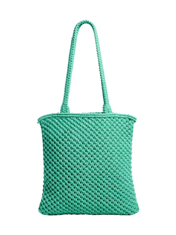 Faherty Brand Macrame Shopper Bag - Aqua Green