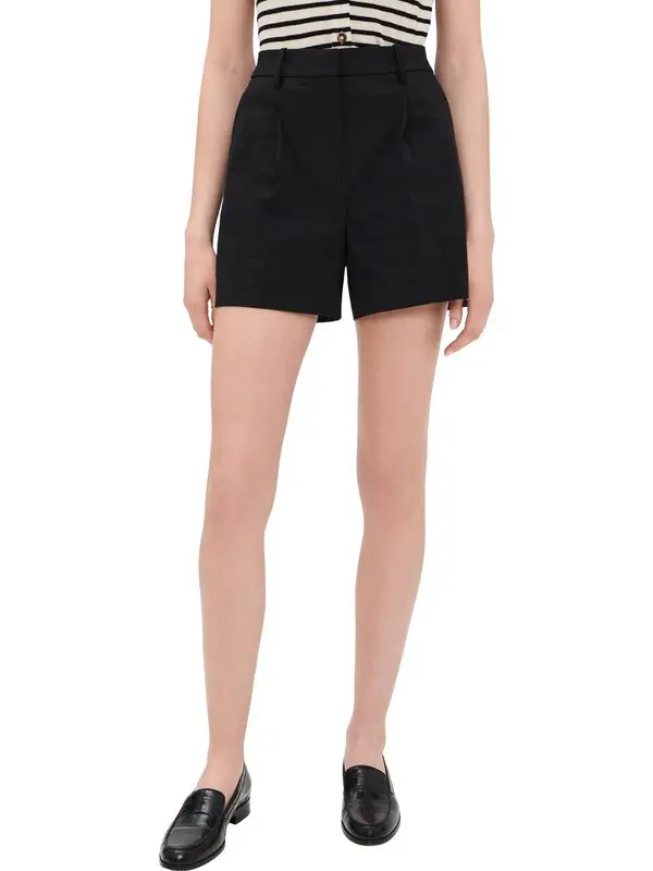 Theory Pleated Linen Shorts - Black