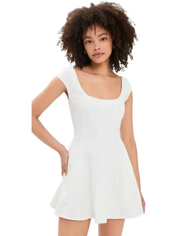 GUIZIO Leila Twill Mini Dress - Ivory