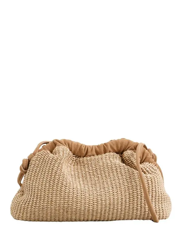 MANSUR GAVRIEL Mini Raffia Cloud Clutch - Natural