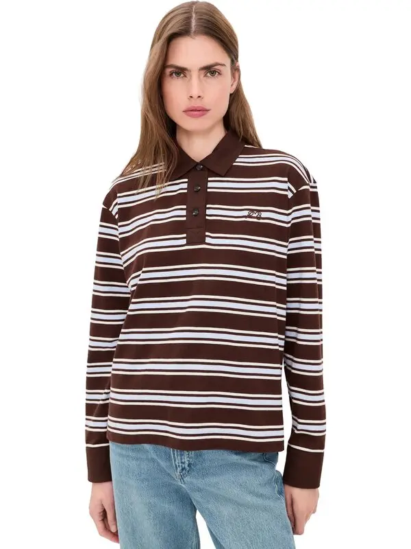 Rag & Bone Stripe Long Sleeve Rugby Shirt - Brwmt