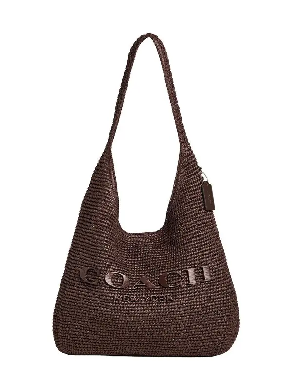 COACH Brooklyn Straw Shoulder Bag - B4/maple
