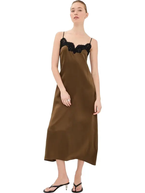 Co Silk Midi Dress - Chocolate