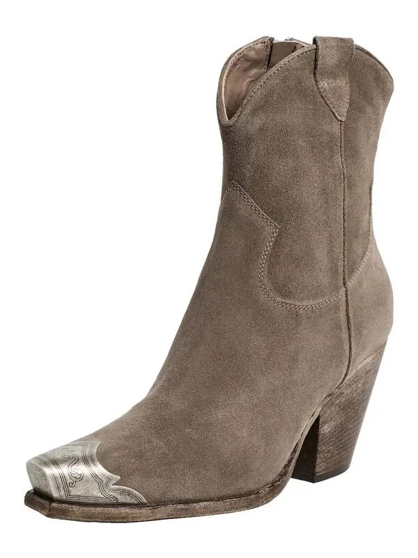Free People Brayden Western Boots - Taupe Suede