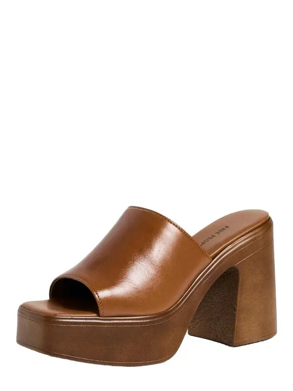 Free People Platform Sandals - Chestnut Leather